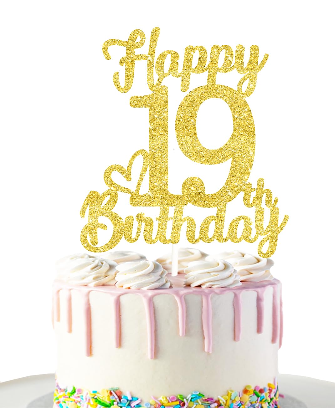 Snapklik.com : 19 Birthday Cake Toppers-Gold Glitter, 19th Cake Topper ...