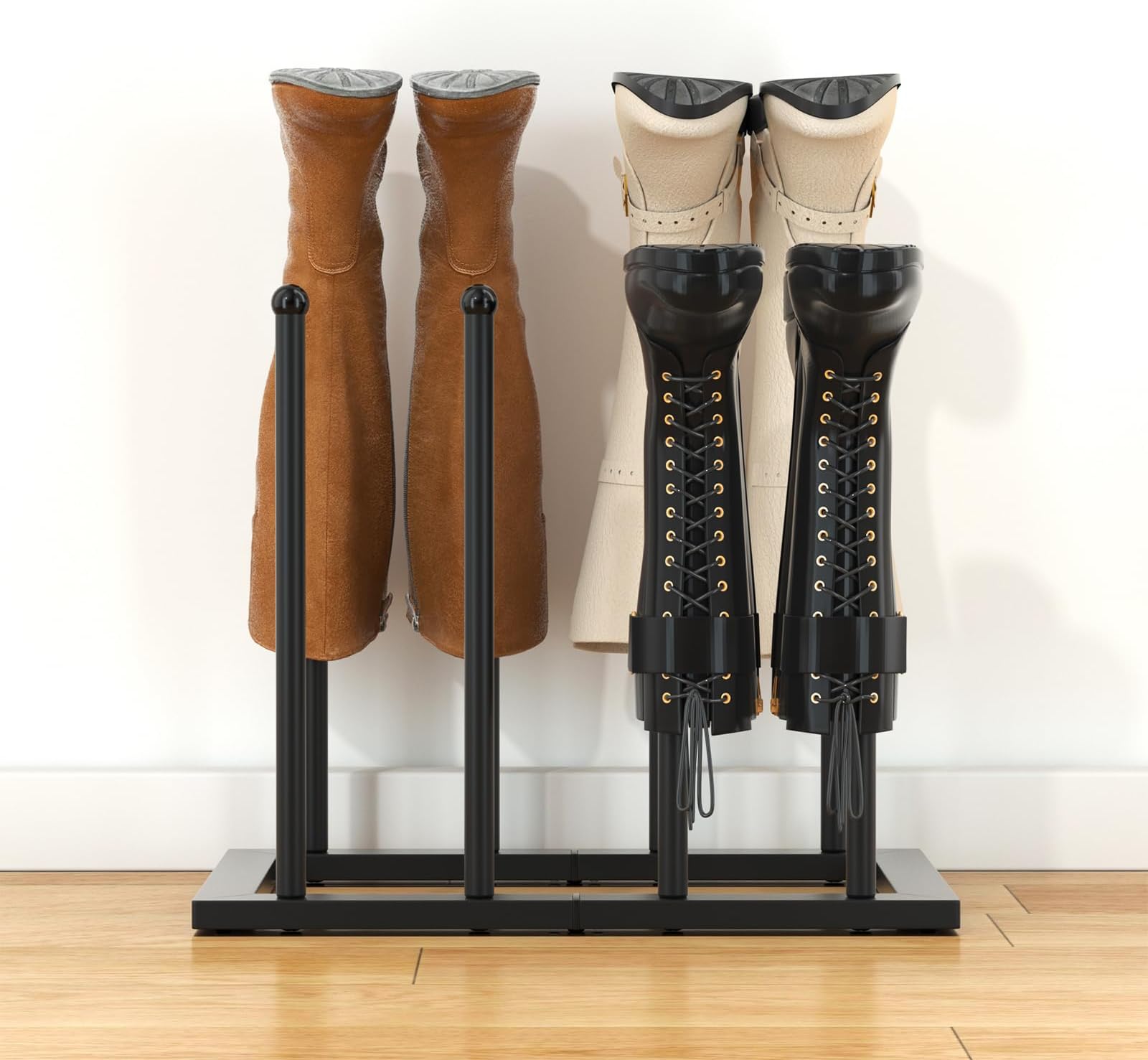 Amazon.com: MyGift Black Durable Plastic Boot Rack Organizer Tall Boots ...