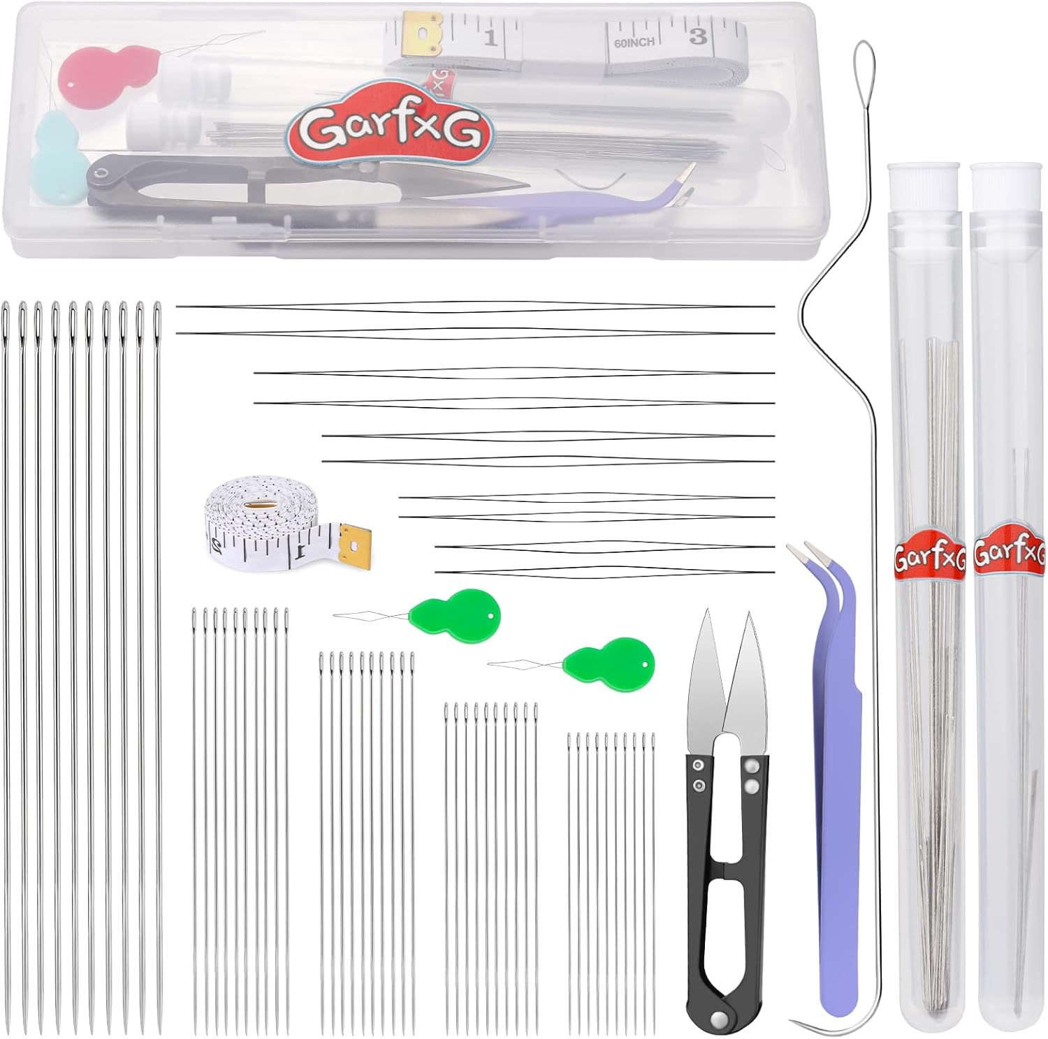 Amazon.com: GarfxG Bead Needle Set, 50 PCS Straight Seed Beading ...