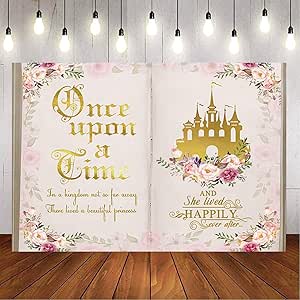 Caheansi 7x5 ft Once Upon a Time Backdrop Vintage Pink Floral Gold ...