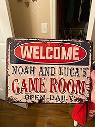 Amazon.com: Welcome Name's Game Room Open Daily Custom Personalized ...