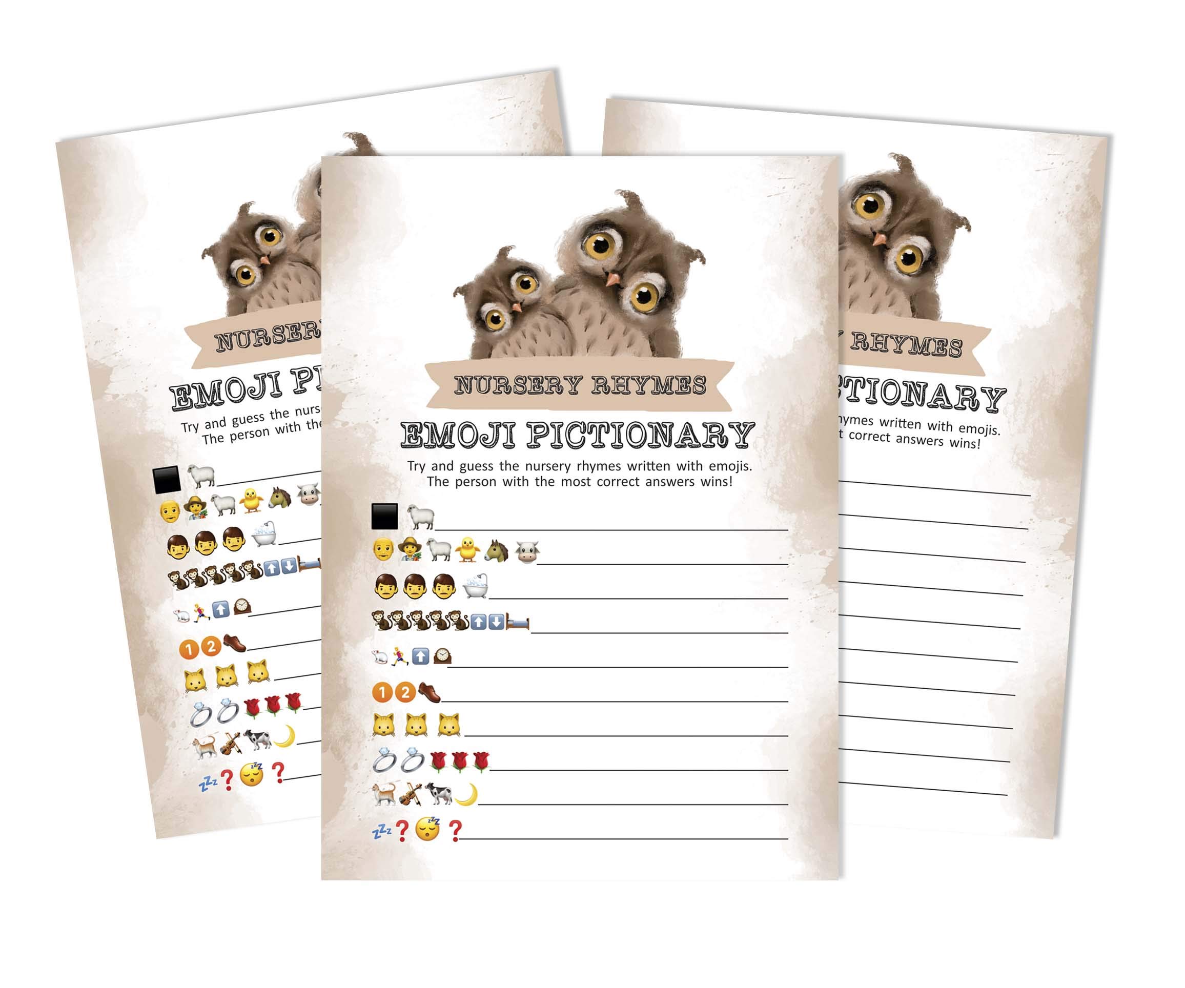 Buy Inkdotpot 50 Baby Shower Pictionary Quiz Nursery Rhyme Owl Bird Fun Buy Inkdotpot 50 Baby Shower Pictionary Quiz Nursery Rhyme Owl Bird Fun