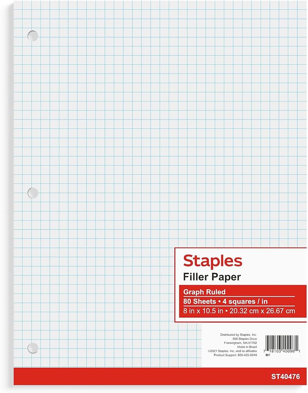 Amazon Staples 509651 Graph Ruled Filler Paper 8 Inch X 10 1 2