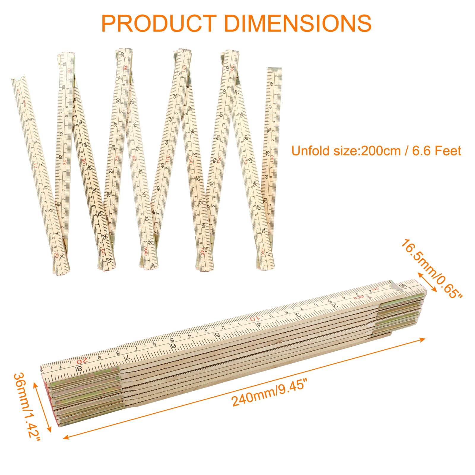 Wooden Folding Ruler 2m