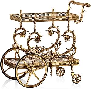 Amazon.com - EUEUE 2-Tier Wooden Drinks Trolley Dining Car with Wheels ...