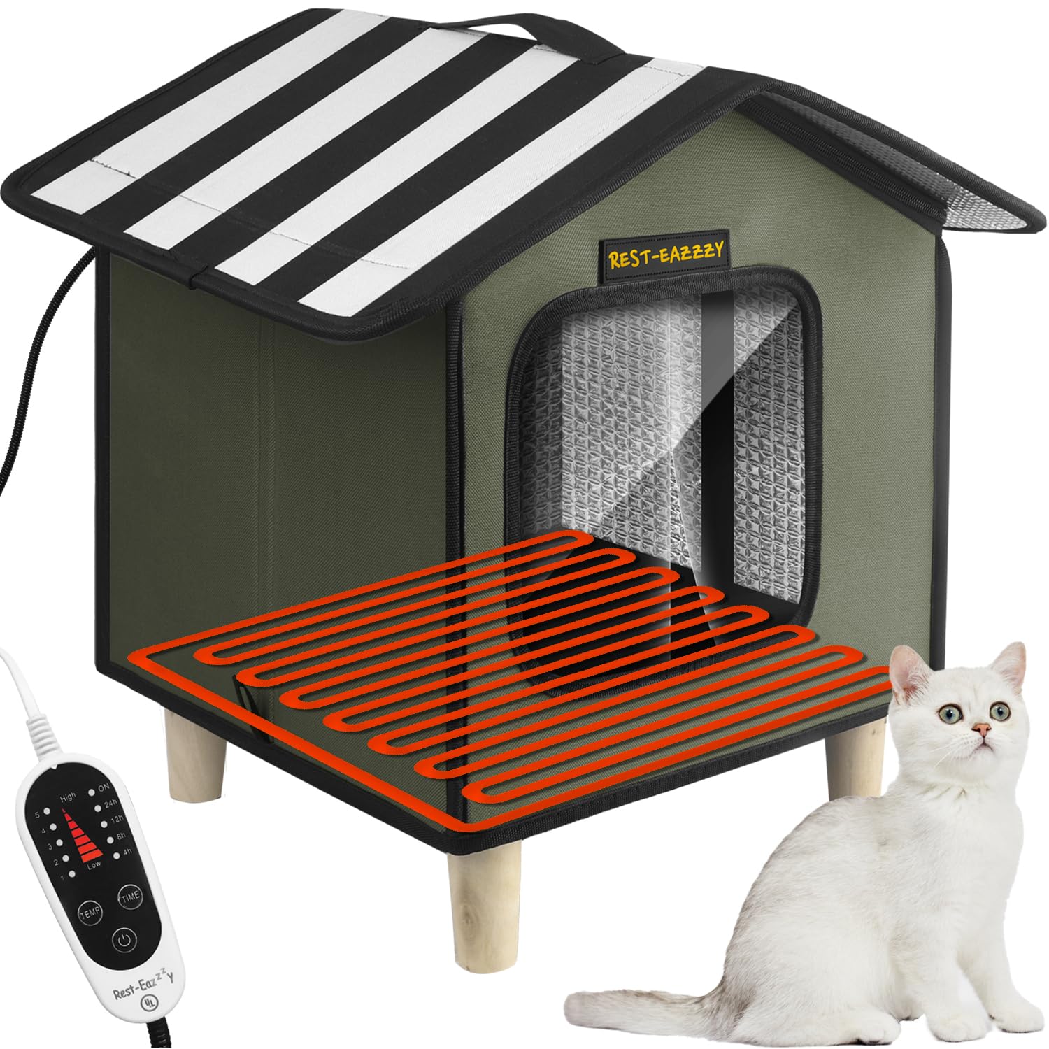 Rest-Eazzzy Cat House, Outdoor Cat Bed, Weatherproof Cat Shelter for ...