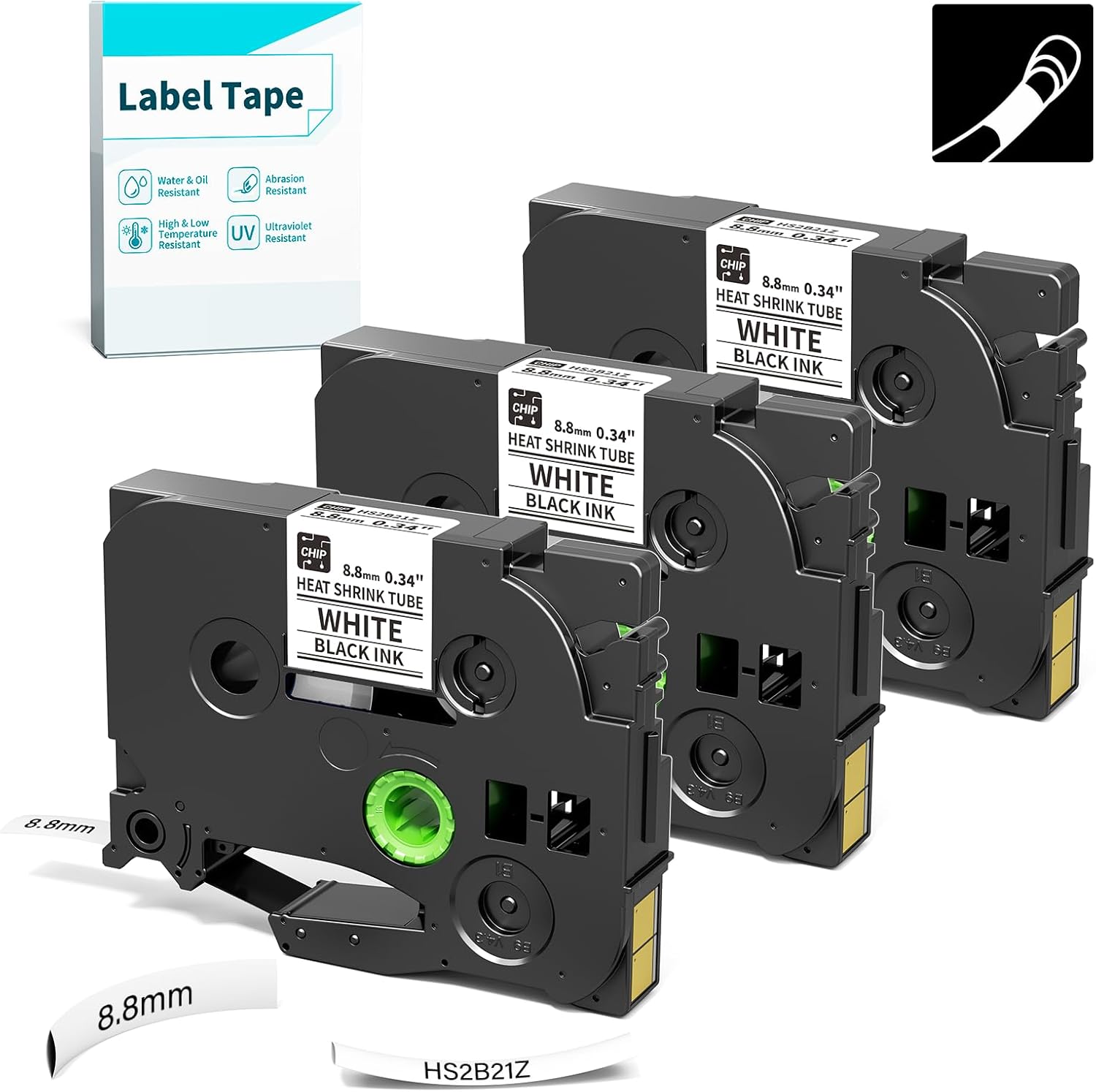 Amazon.com: Vixic HSe-221 Heat Shrink Label 8.8mm for E1000 H1100 Label ...