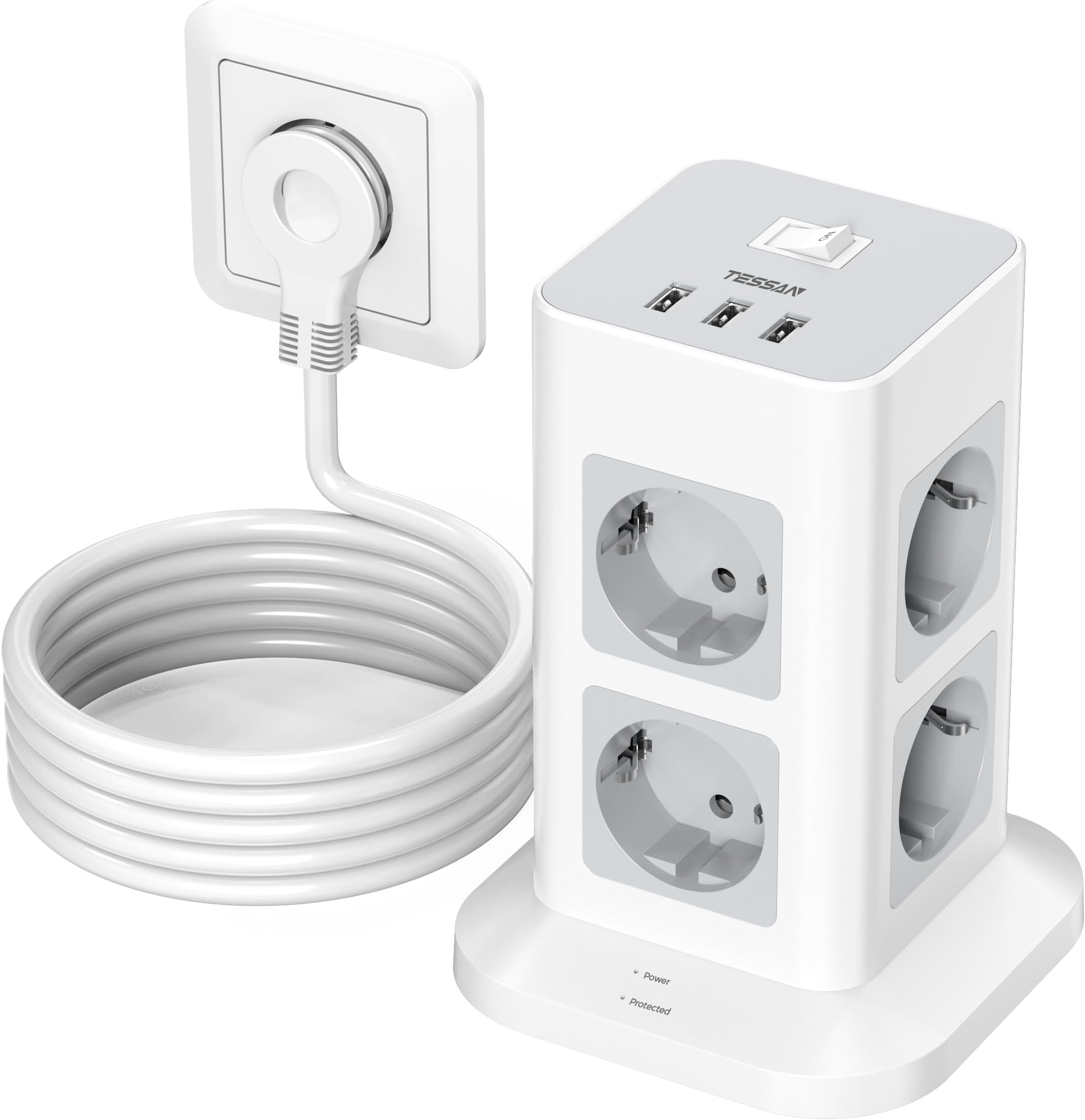 TESSAN Steckdosenleiste mit 6 USB, 12 Fach Mehrfachsteckdose ...