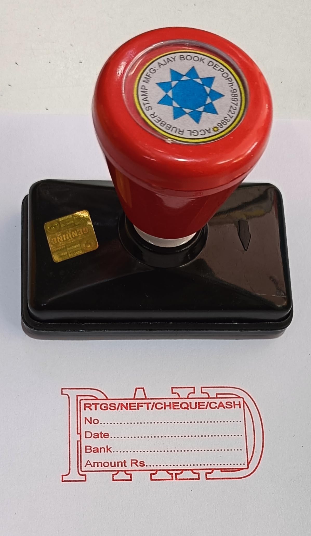 ACGL Paid with Details Pre Ink Stamp A1 (RTGS, NEFT, Cheque/Cash ...