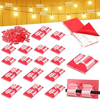 Amazon.com: Yuntau 200 Pcs Christmas String Light Clips Adhesive ...