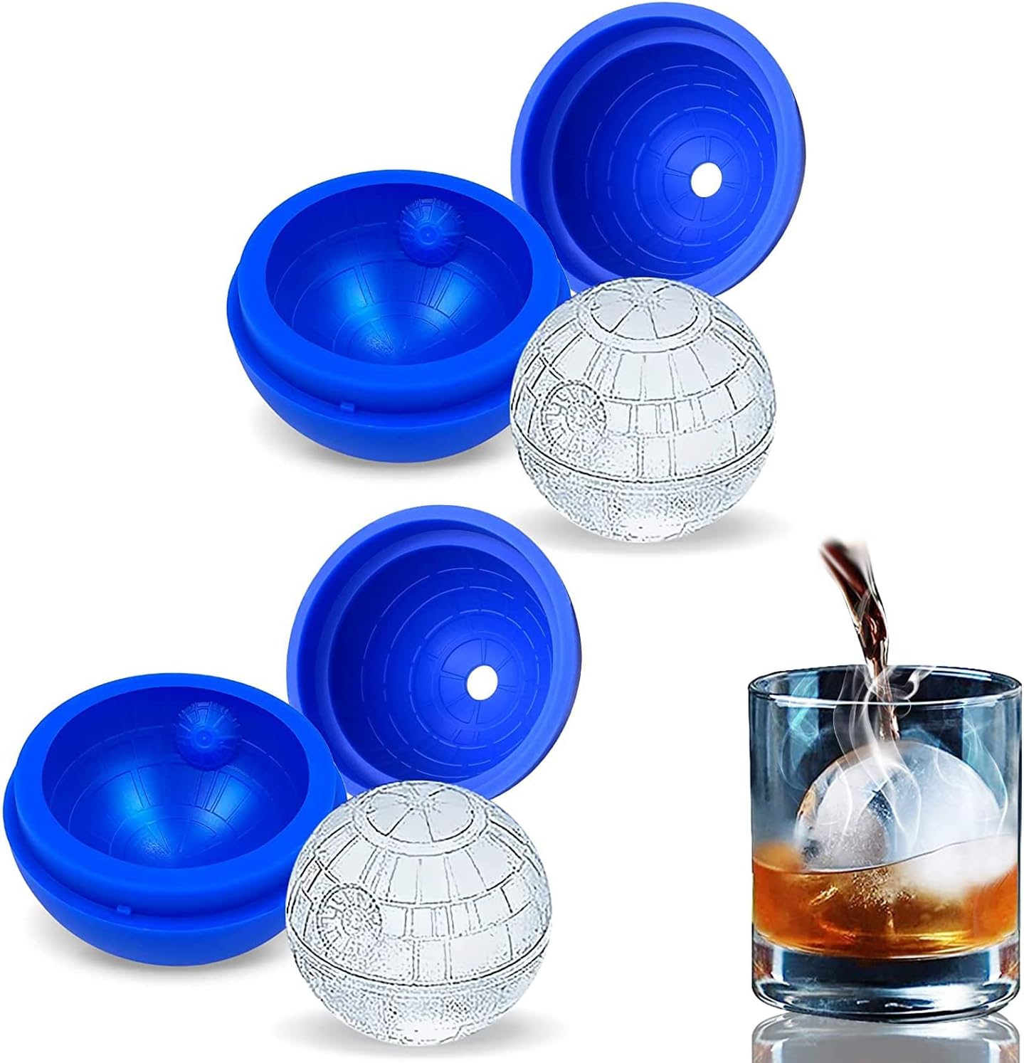 3D Death Star Ice Cube Mould, 2 Pack Star Wars Ice Cubes - BPA-Free Ice ...