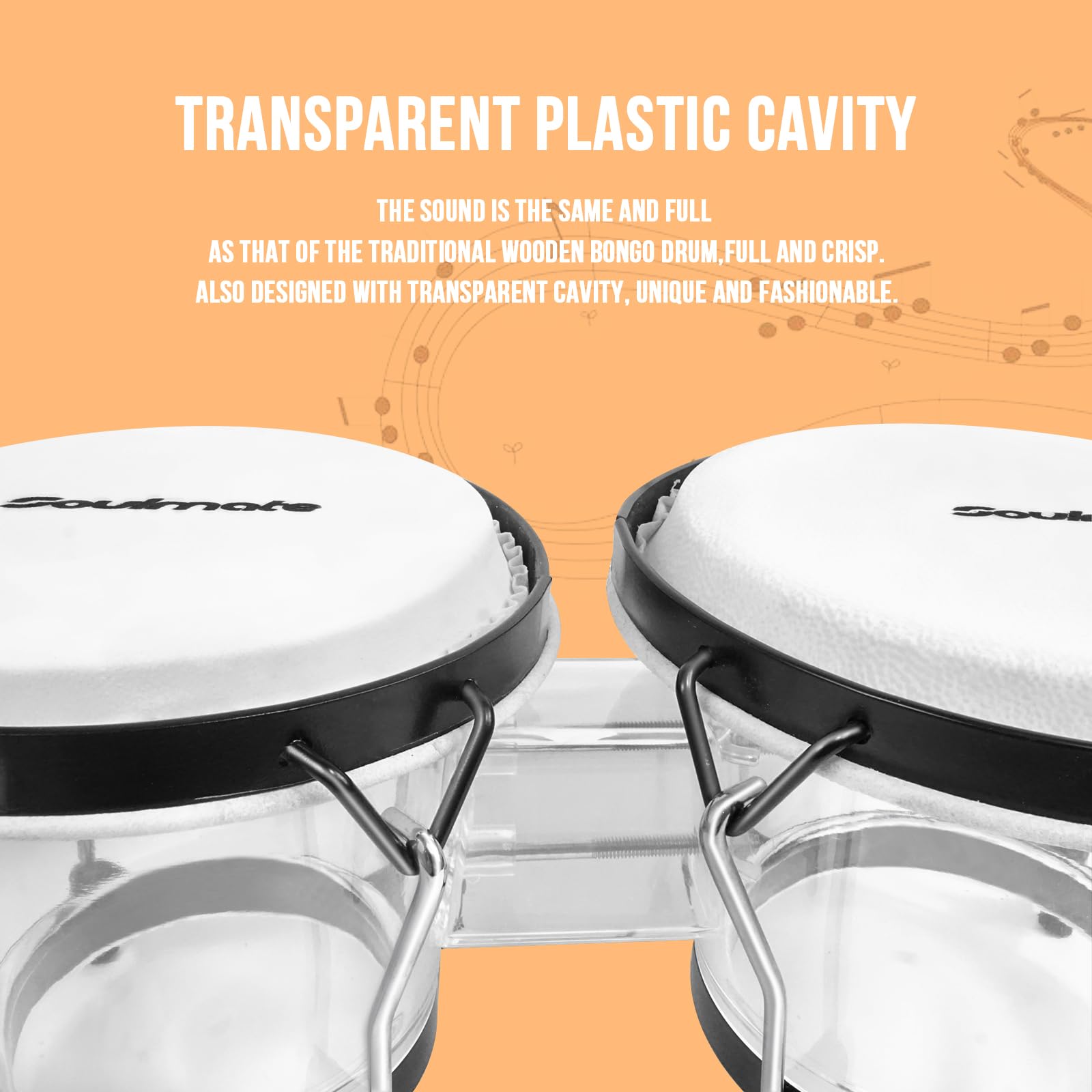 Snapklik.com : Soulmate Bongo Drum Set For Beginners, Natural Adult Bongos