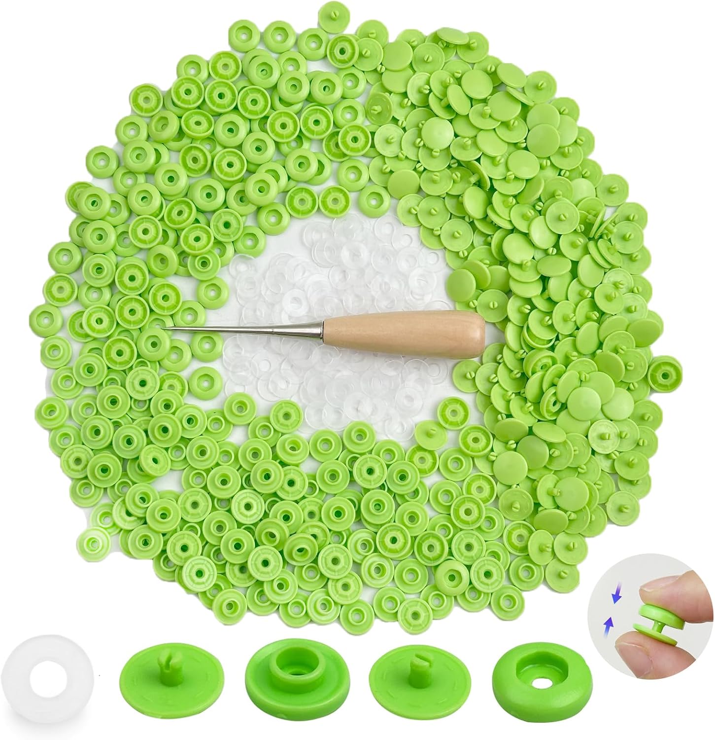 Amazon.com: GTAAOY T5 Plastic Snaps,120 Set Green Snaps No Need Tools ...