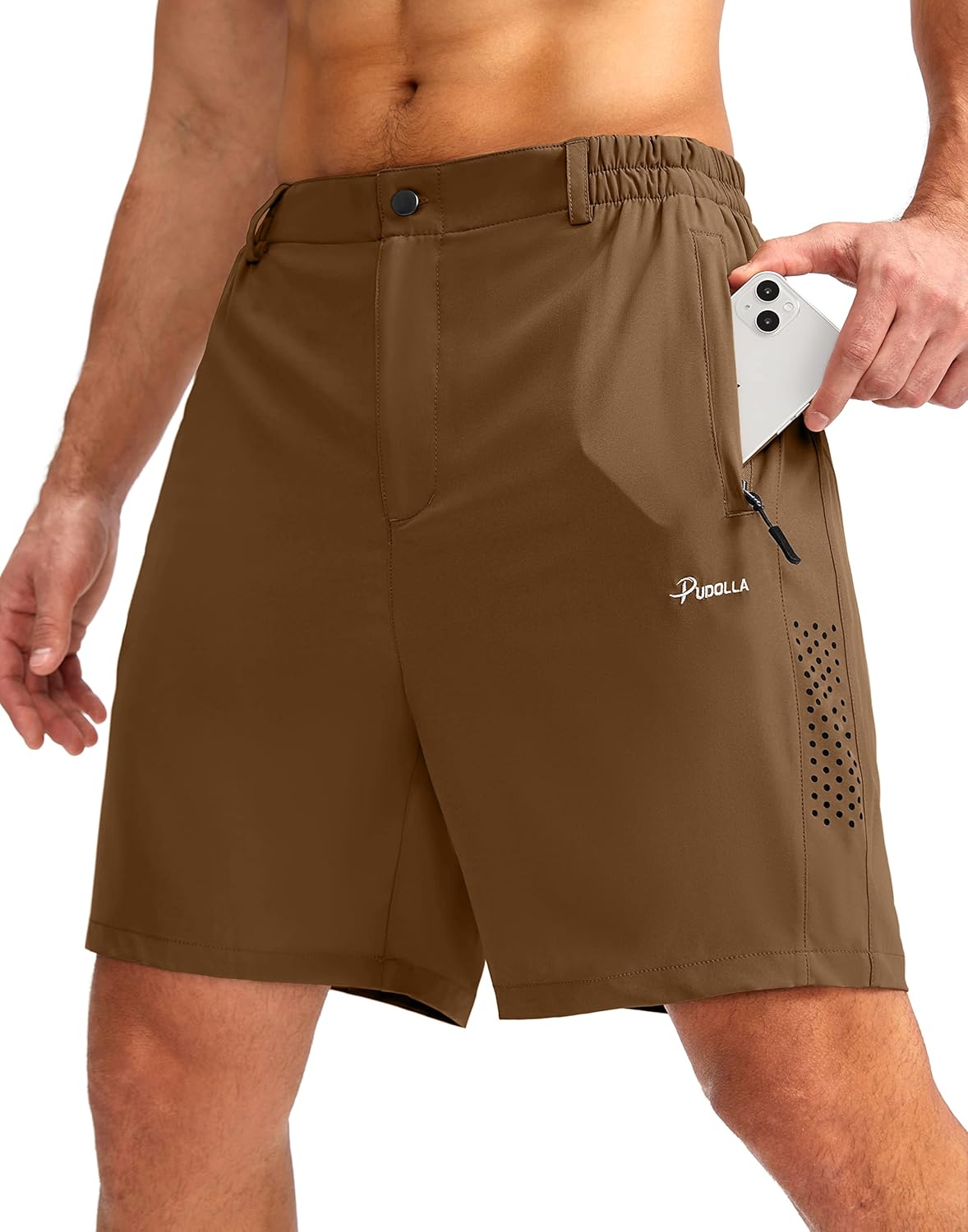 Amazon.com: Pudolla Men's Hiking Cargo Shorts 7'' Travel Shorts for Men ...