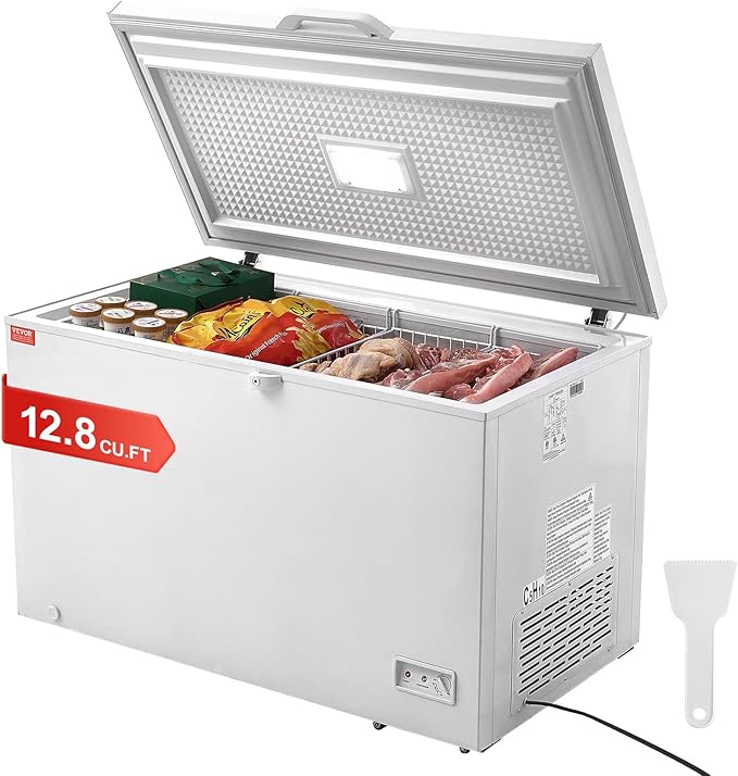 VEVOR Chest Freezer, 12.8 cu.ft / 345 L Large Deep Freezer & 4 ...