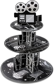 Amazon.com: Zopeal 3 Tiers Movie Night Cupcake Stand Movie Cardboard ...
