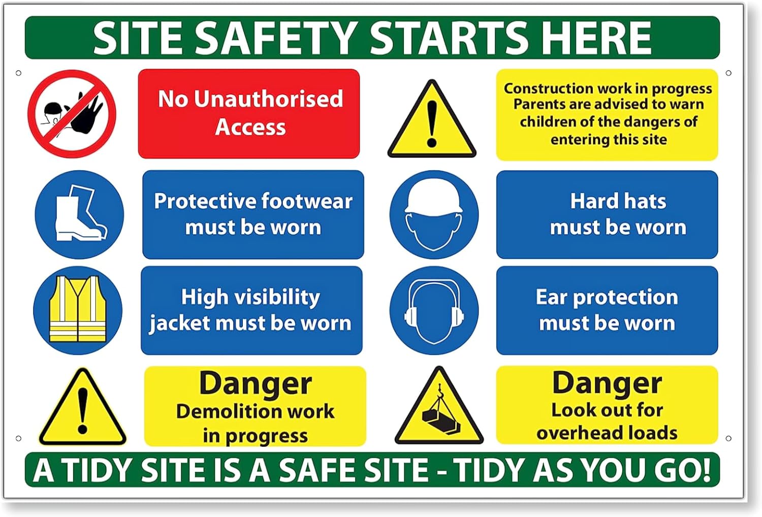 Construction Site Matal Signs - 600x400mm Health and Safety Board ...