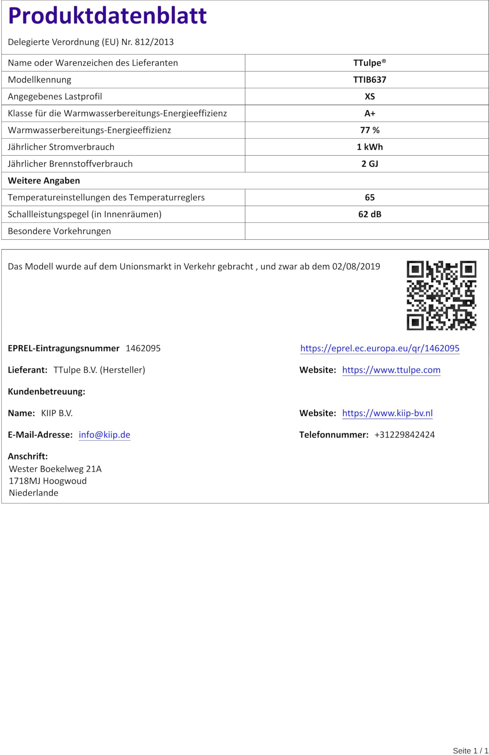 TTulpe Propangas-Durchlauferhitzer Indoor B-6 P50 Eco, 1.5 V, Weiß ...