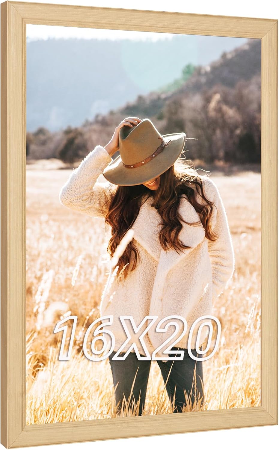 16x20 Wood Picture Frame, Rustic Natural 20x16in Woodgrain Frame ...