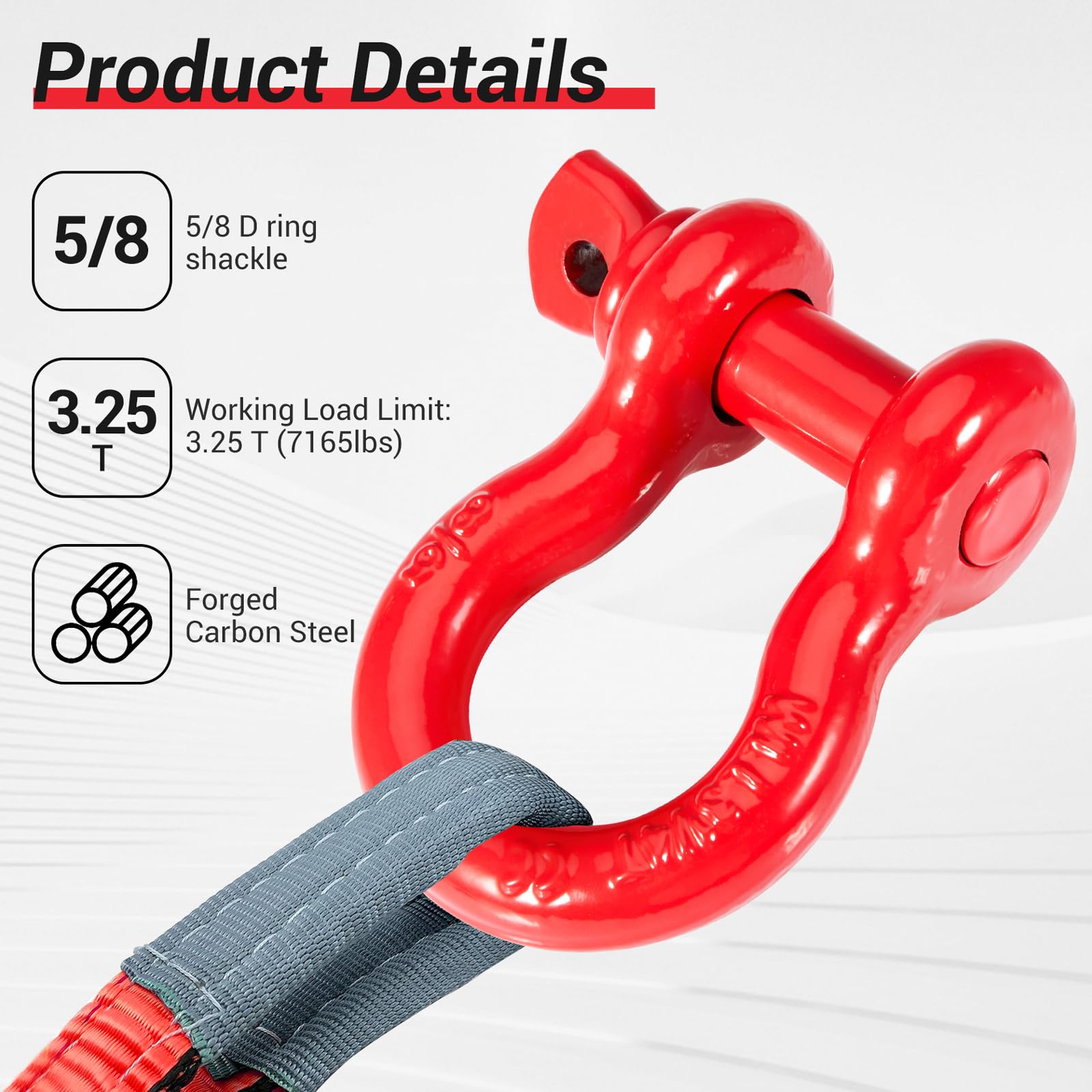 1/2 Shackle Quadratec 5/8" D-Ring Shackles - Yellow Powder Coated (3.25 ...