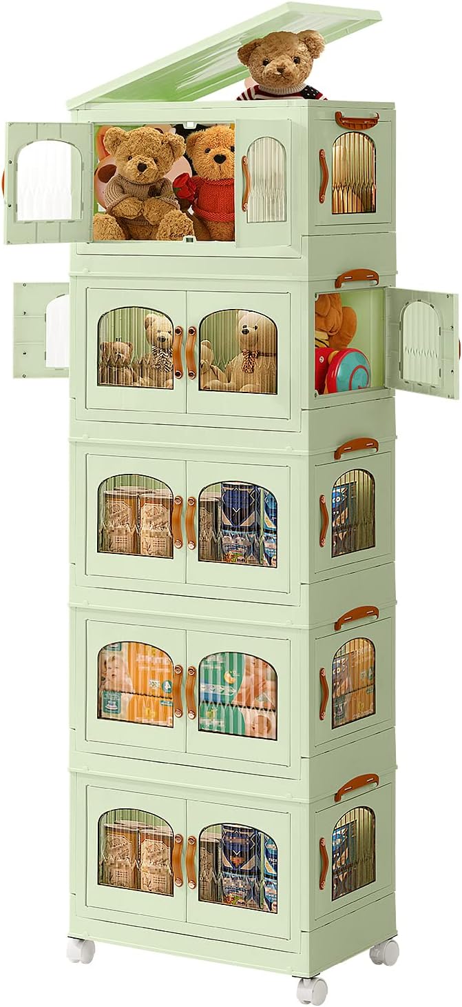 Amazon.com - EHAMILY Stackable Storage Bins with Lids Set 5 Tier,8.4 ...