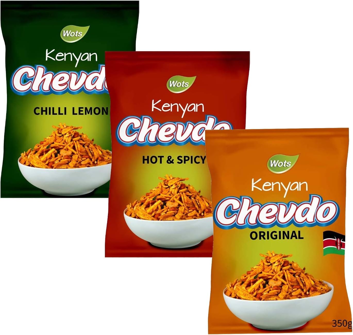Bharti Ben Wots Kenyan Chevdo Chevda Snack Mix Trio (Original, Hot ...