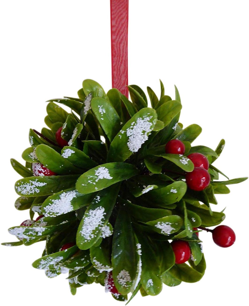 Artificial Mistletoe Topiary Ball - Large 16cm Mistletoe Snow Berry ...
