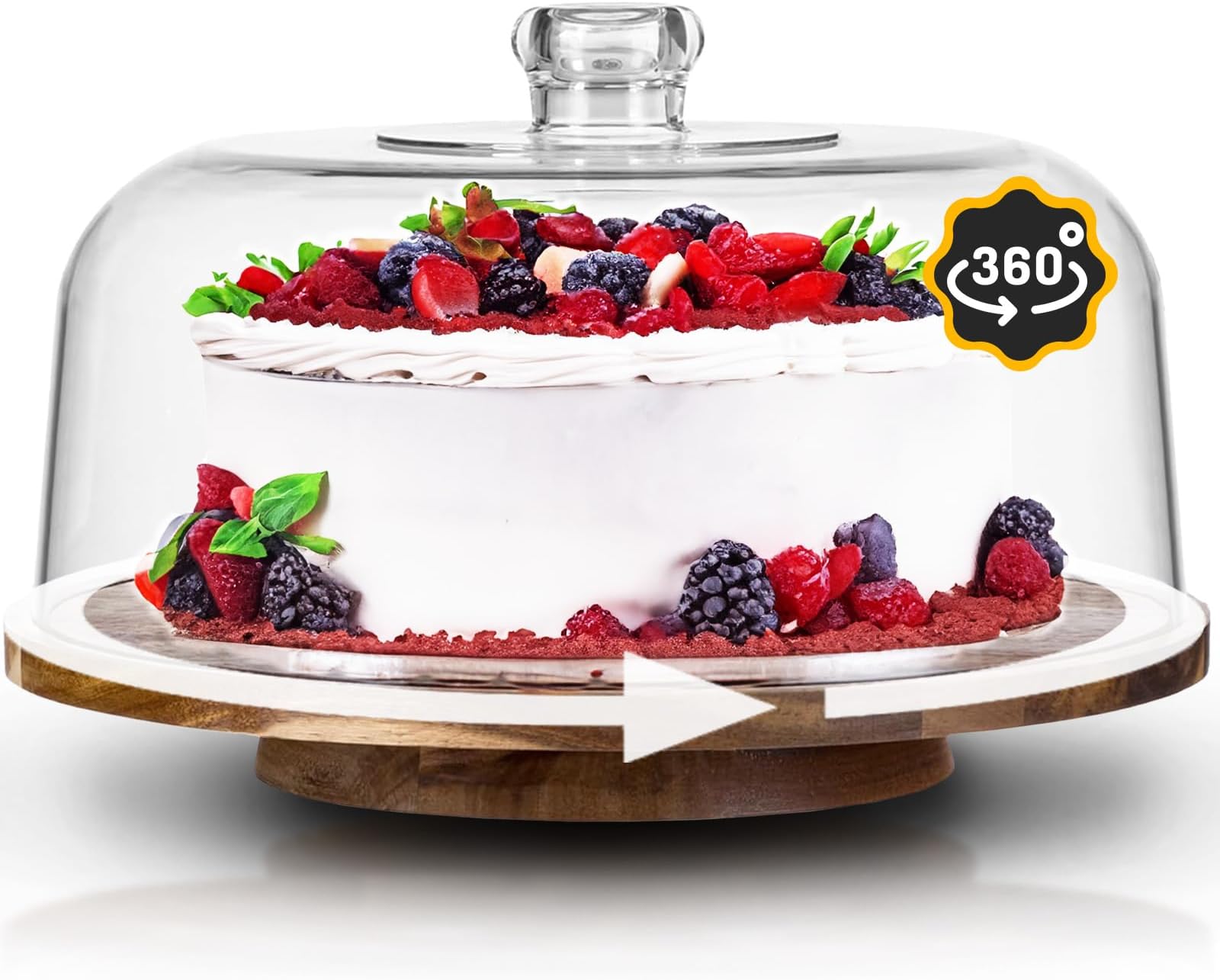 Amazon.com | Homesphere Rotating Cake Stand with Lid - 12 Inch Round ...