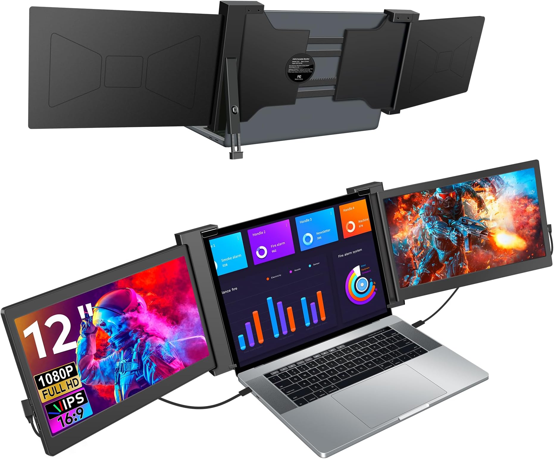 Amazon.com: FOPO 12" Triple Laptop Screen Extender Triple Portable ...