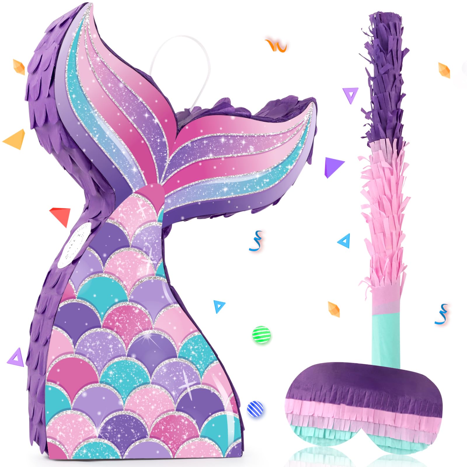 Amazon.com: Mermaid Pinata-Mermaid Tail Pinata Bundle with Blindfold ...