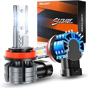 Amazon.com: SEALIGHT H11/H16/H8 LED Fog Light Bulbs, 12000LM 6500K Cool White H11 LED Fog Lights ...