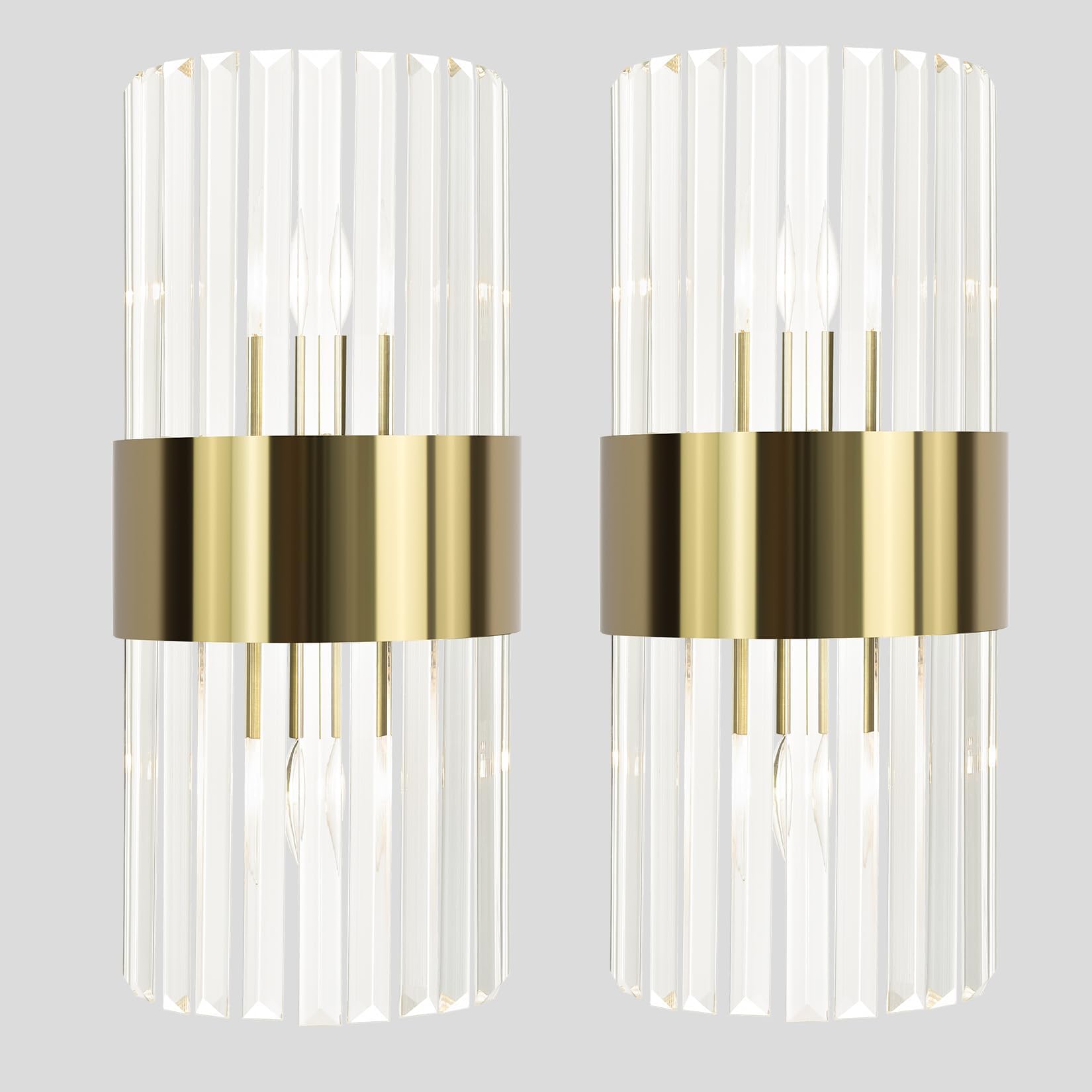 SIMILAM Modern Gold Crystal Wall Sconces, Wall Mount Wall Light ...