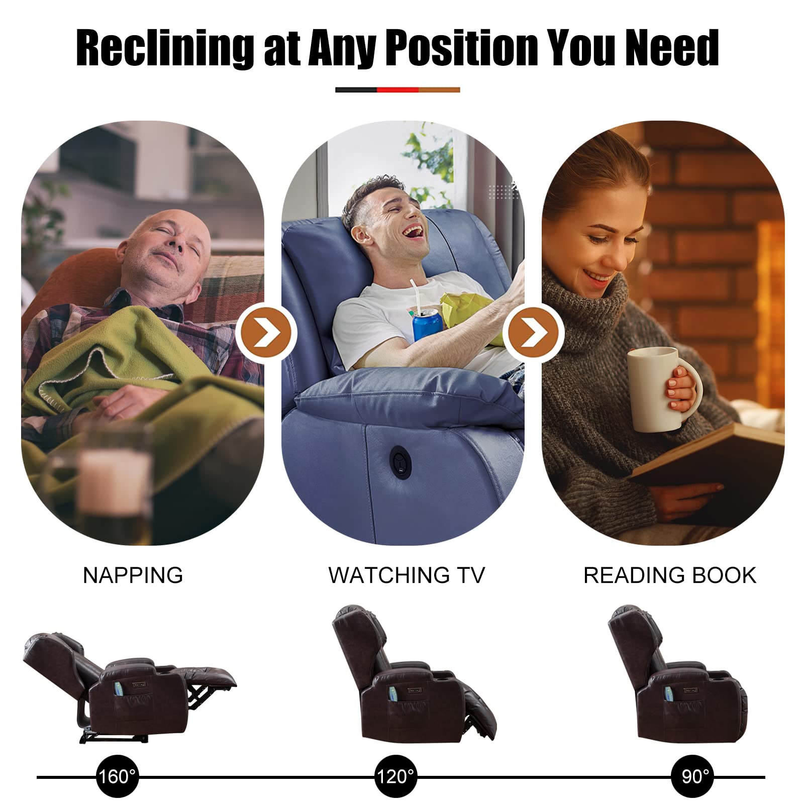 VUYUYU Power Recliner Chair with Heat and Massage, Faux Leather ...