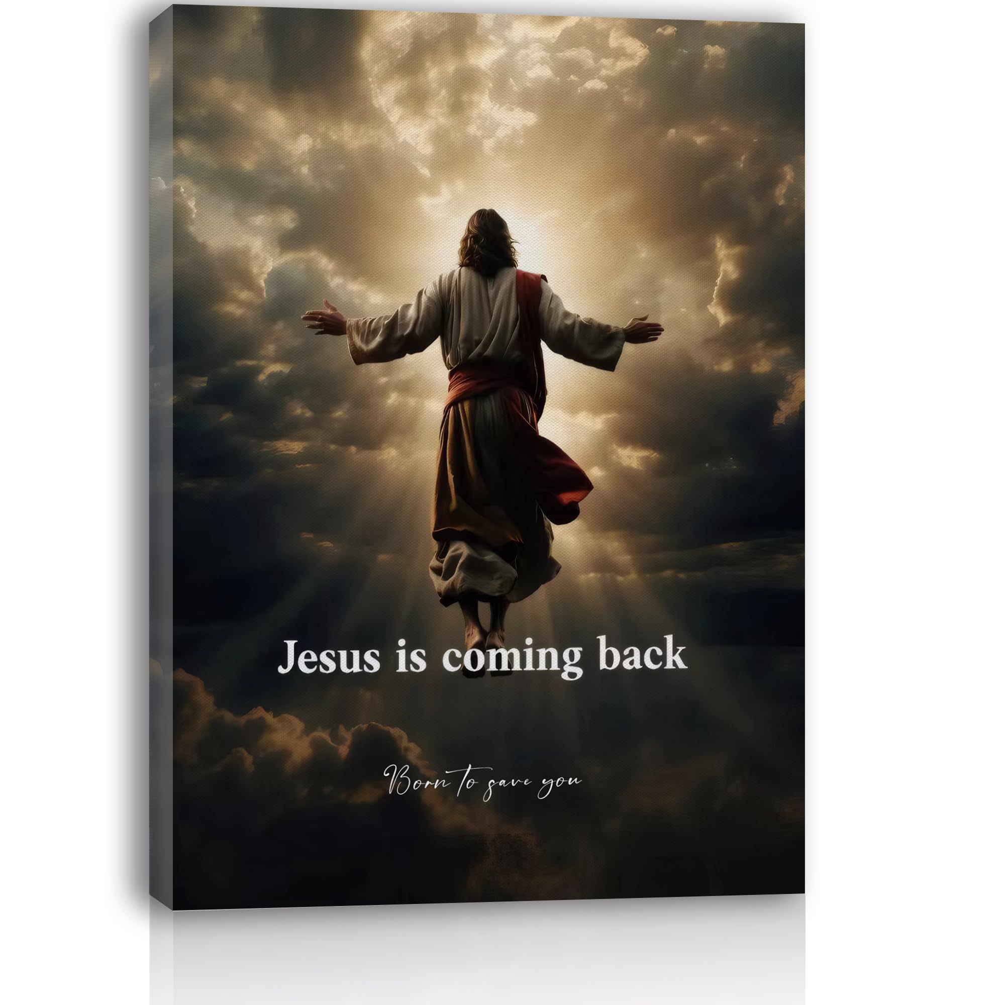 Amazon.com: Jesus is Coming Framed Canvas Wall Art Jesus Portrait ...