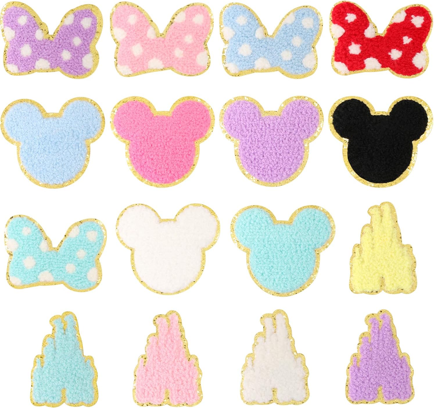 Amazon.com: 20Pcs Mouse Themed Patch, Pink Mouse Chenille Patches Gold ...