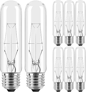 Tiqian 8-Pack 40W T10 Incandescent LED Light Bulbs, Warm White,Dimmable ...