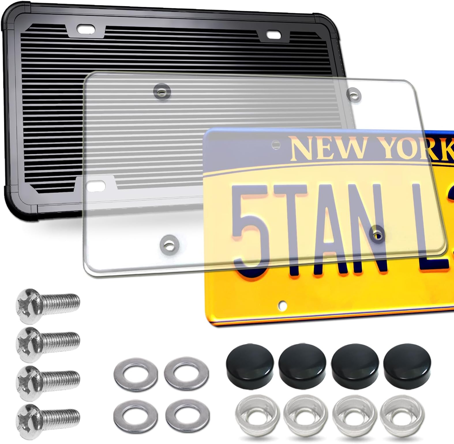 Amazon.com: Silicone License Plate Frame with Cover Combo- Flat Clear ...