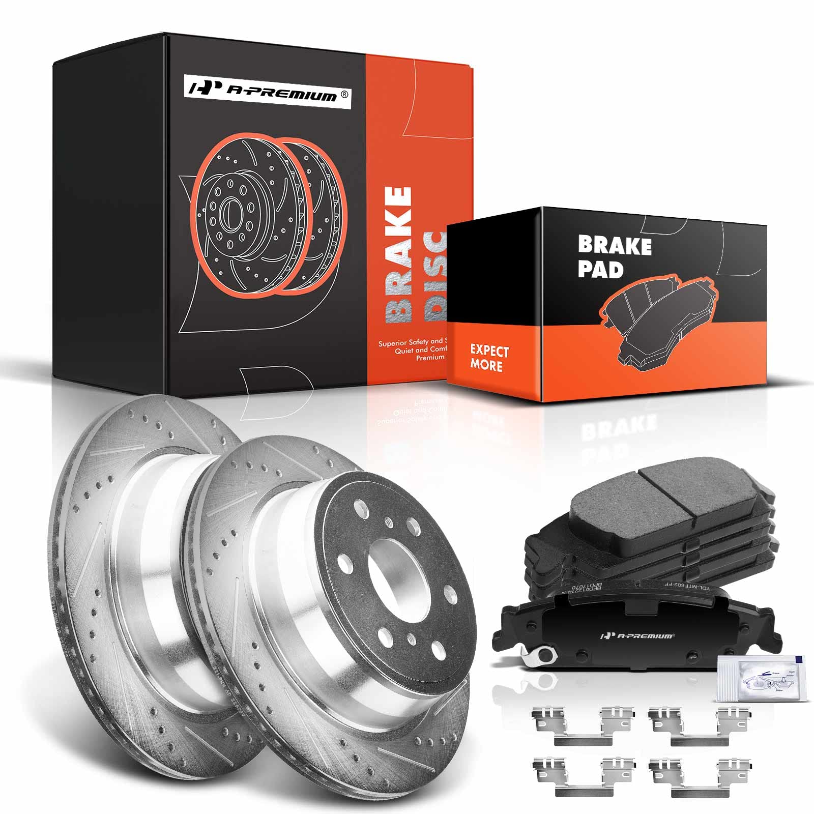 A-Premium 13.58 inch (345mm) Rear Disc Brake Rotors + Ceramic Pads Kit ...