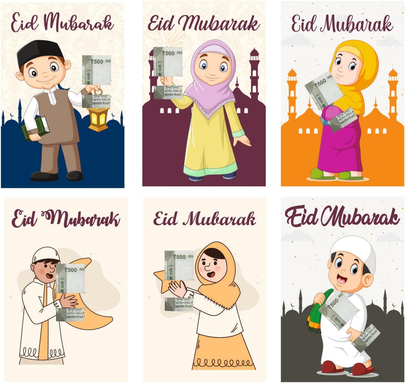 SVM CRAFT® Eid mubarak PACK OF 20 Eidi Card With Cuts For Keeping ...