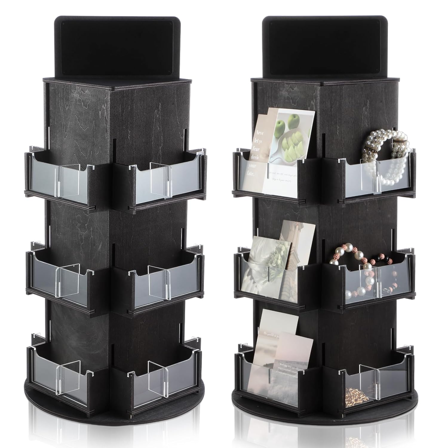 Amazon.com: Soaoo 2 Pcs Rotating Display Stand 3 Tier Wooden Rotating ...