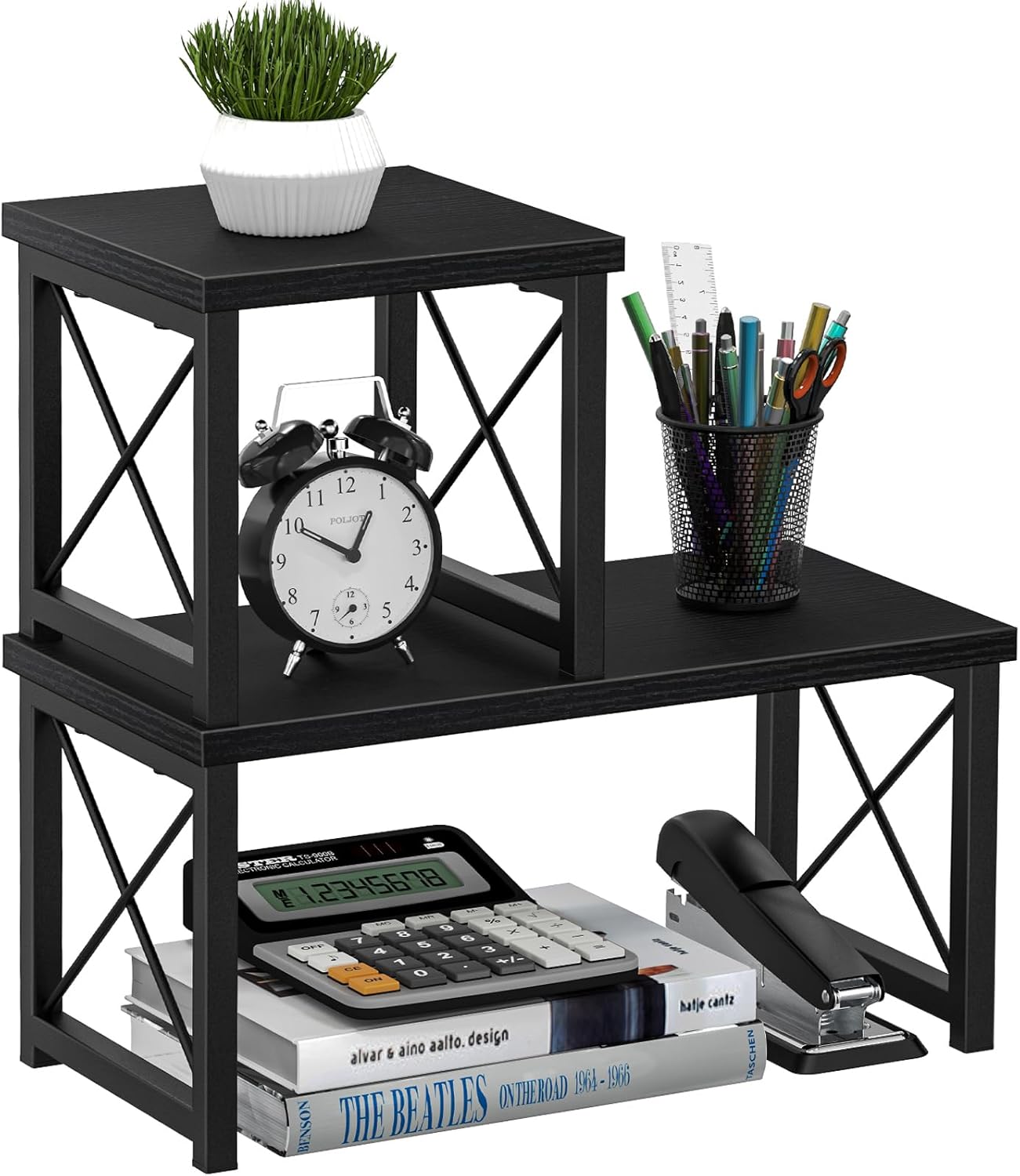 Amazon.com: Honiter Desk Shelf Desktop Organizer 2 Tier Wood Small ...