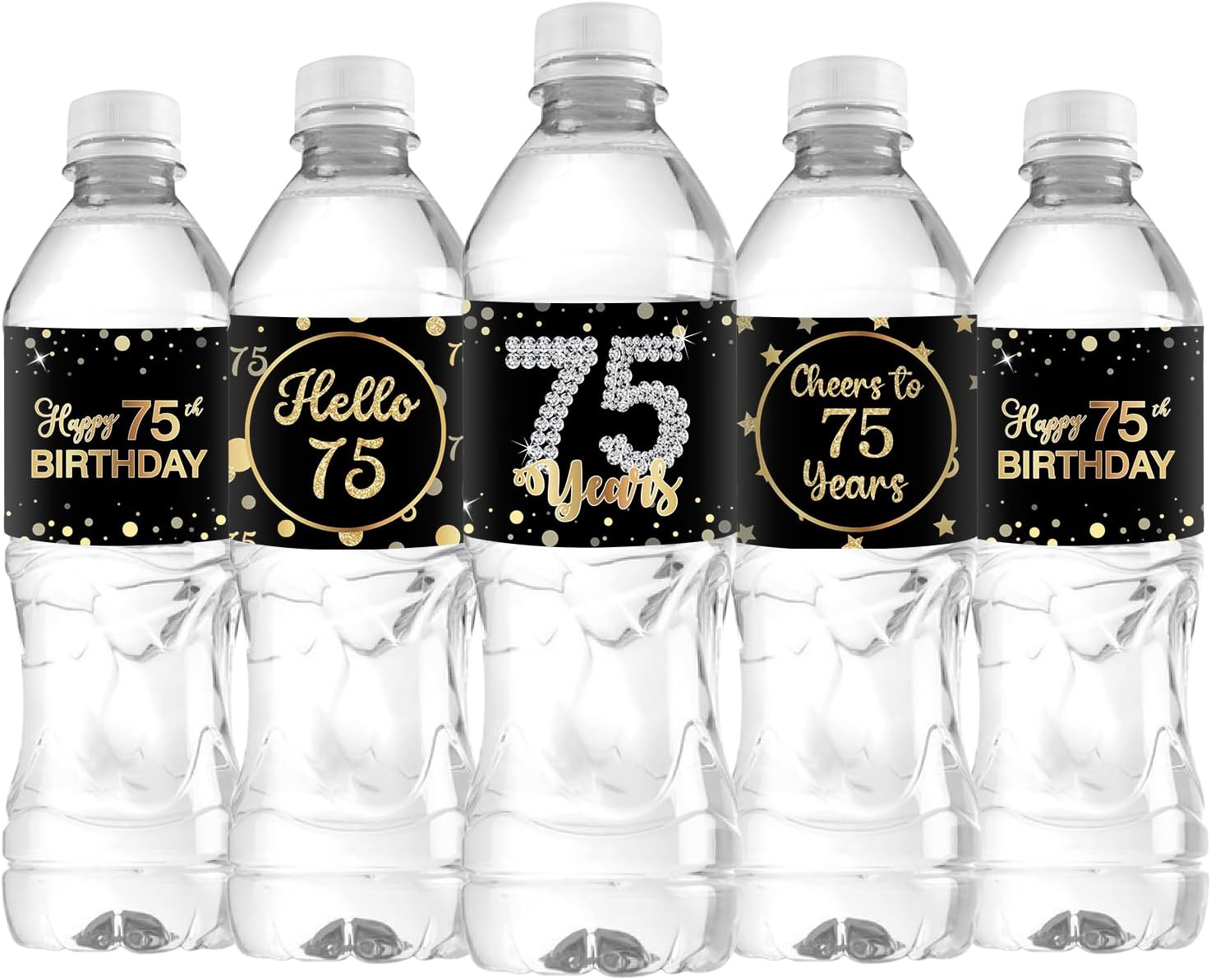 Amazon.com: 33Pcs Happy 75th Birthday Water Bottle Labels Cheers to 75 ...
