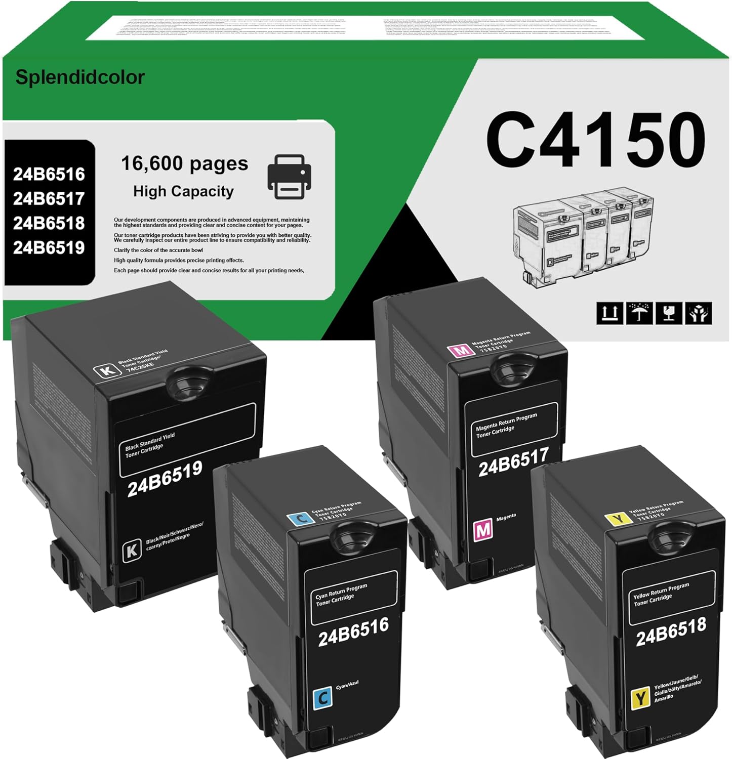 Amazon.com: C4150 Toner Cartridge High Capacity Black Cyan Magenta ...