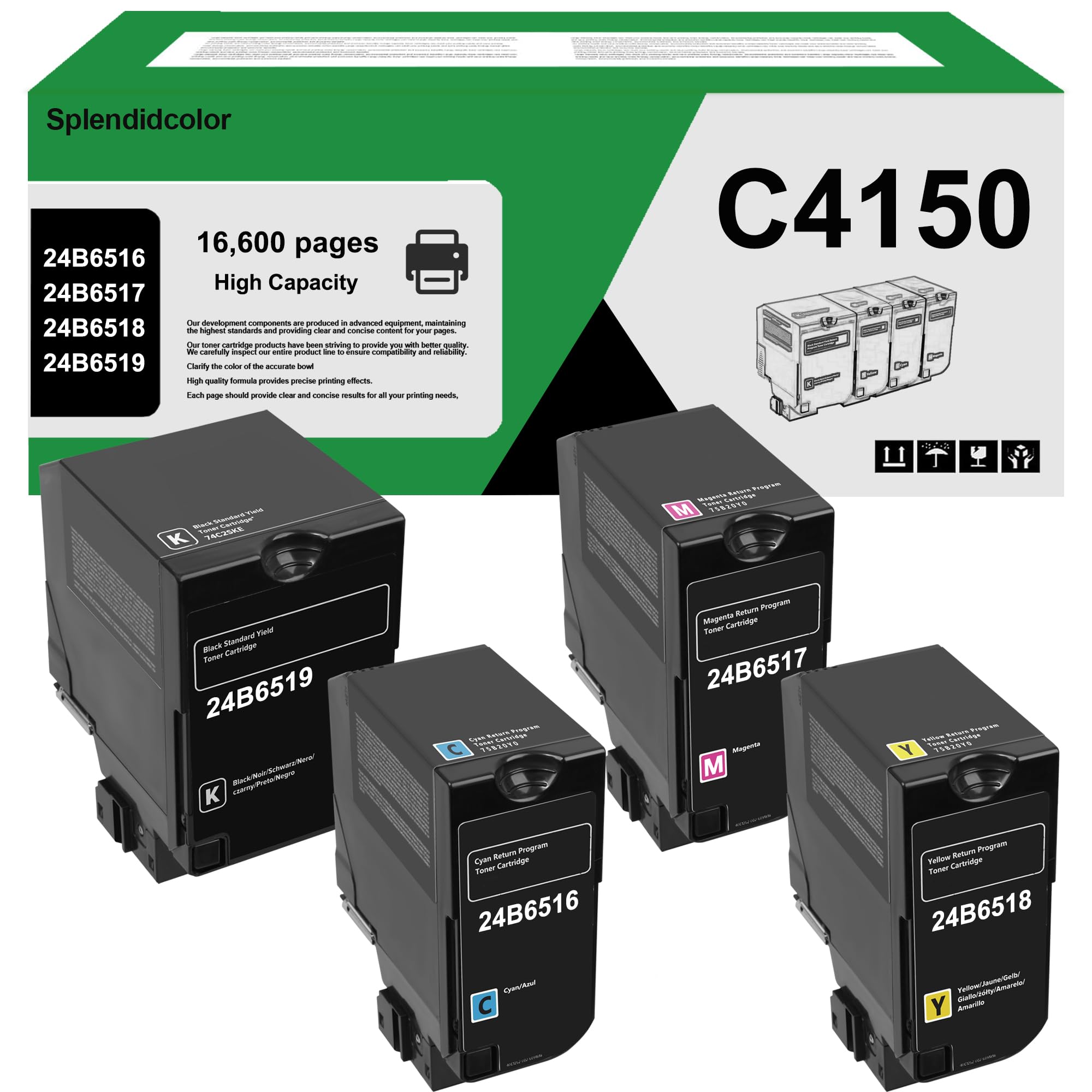 Amazon.com: C4150 Toner Cartridge High Capacity Black Cyan Magenta ...