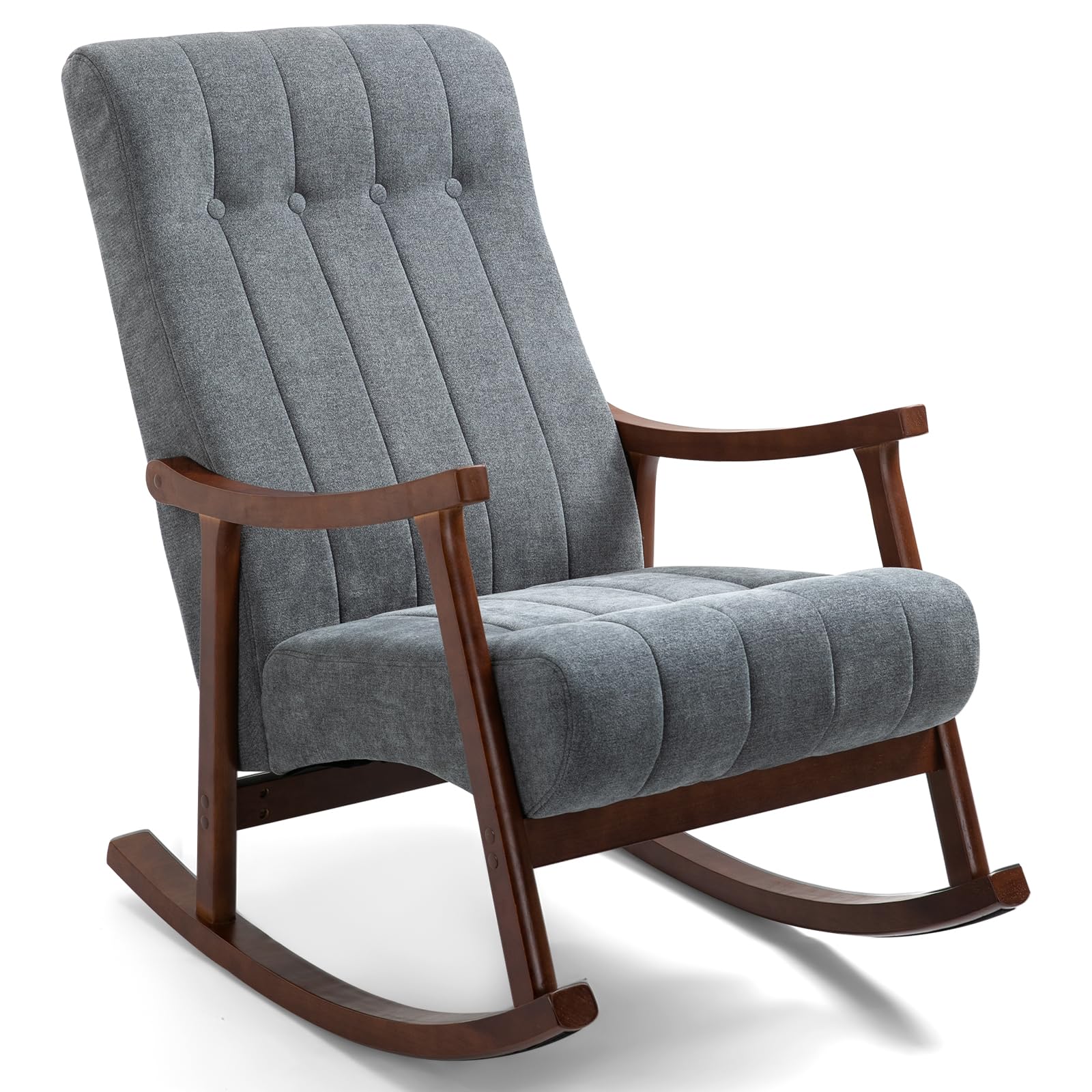 Amazon.com: AVAWING Upholstered Rocking Chair with Fabric Padded Seat ...