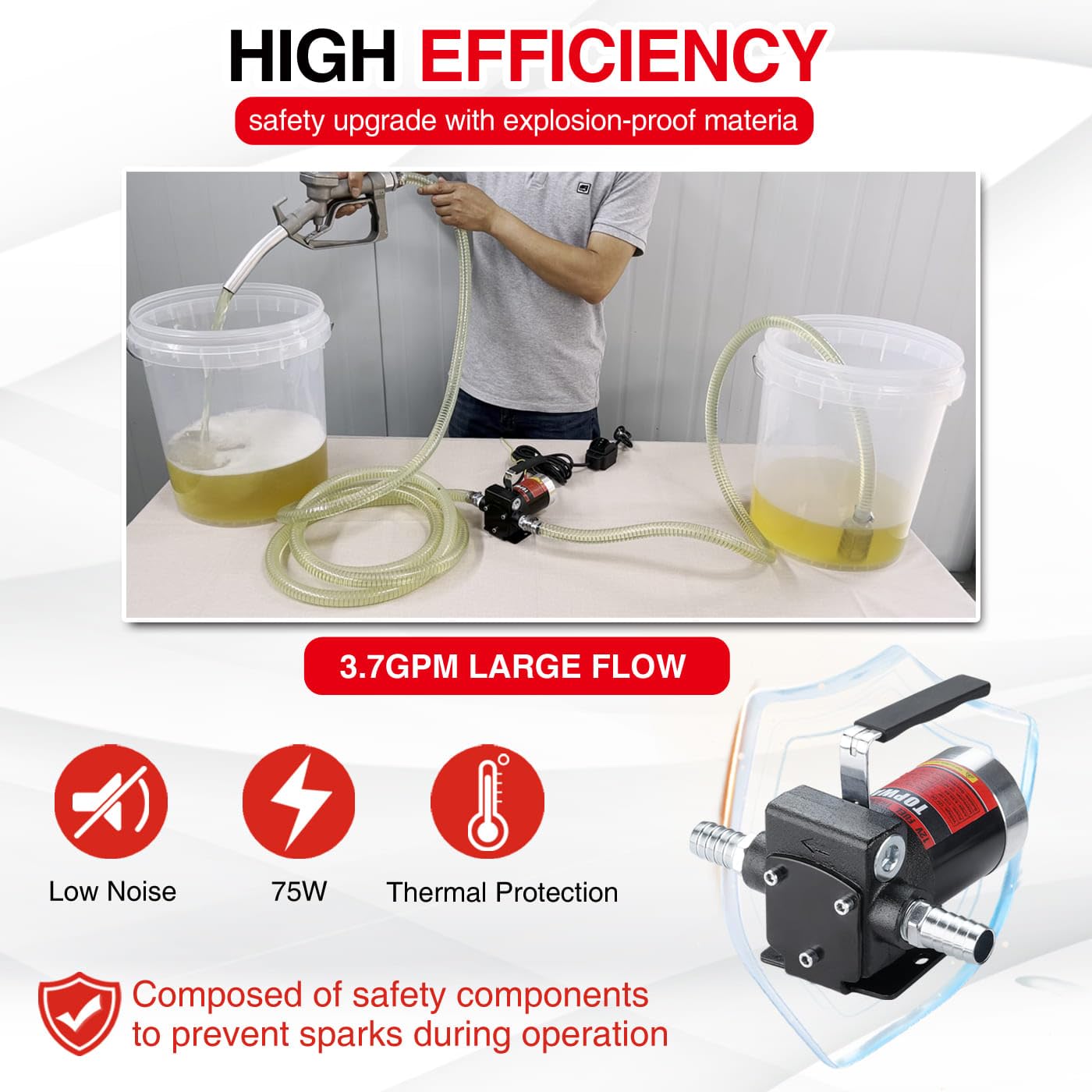 Snapklik.com : TOPWAY 110V Gasoline Fuel Pump Kit, Self-priming Oil ...
