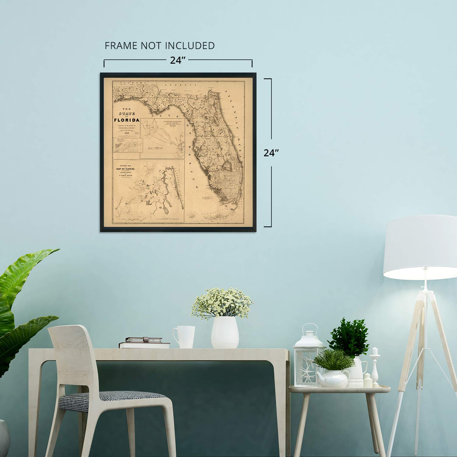 Snapklik.com : Historix Vintage 1846 Florida Map Poster - 24 X 24 Inch ...