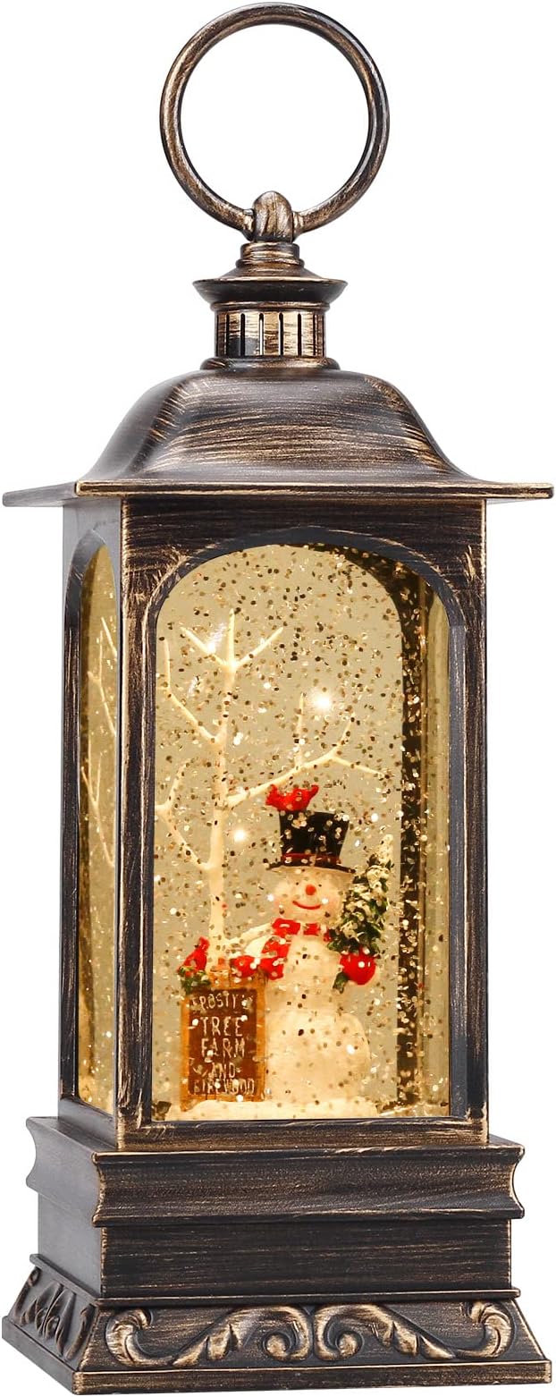 Amazon.com: Lighted Snow Globe Lantern: 11 Inch, Black Holiday Water ...