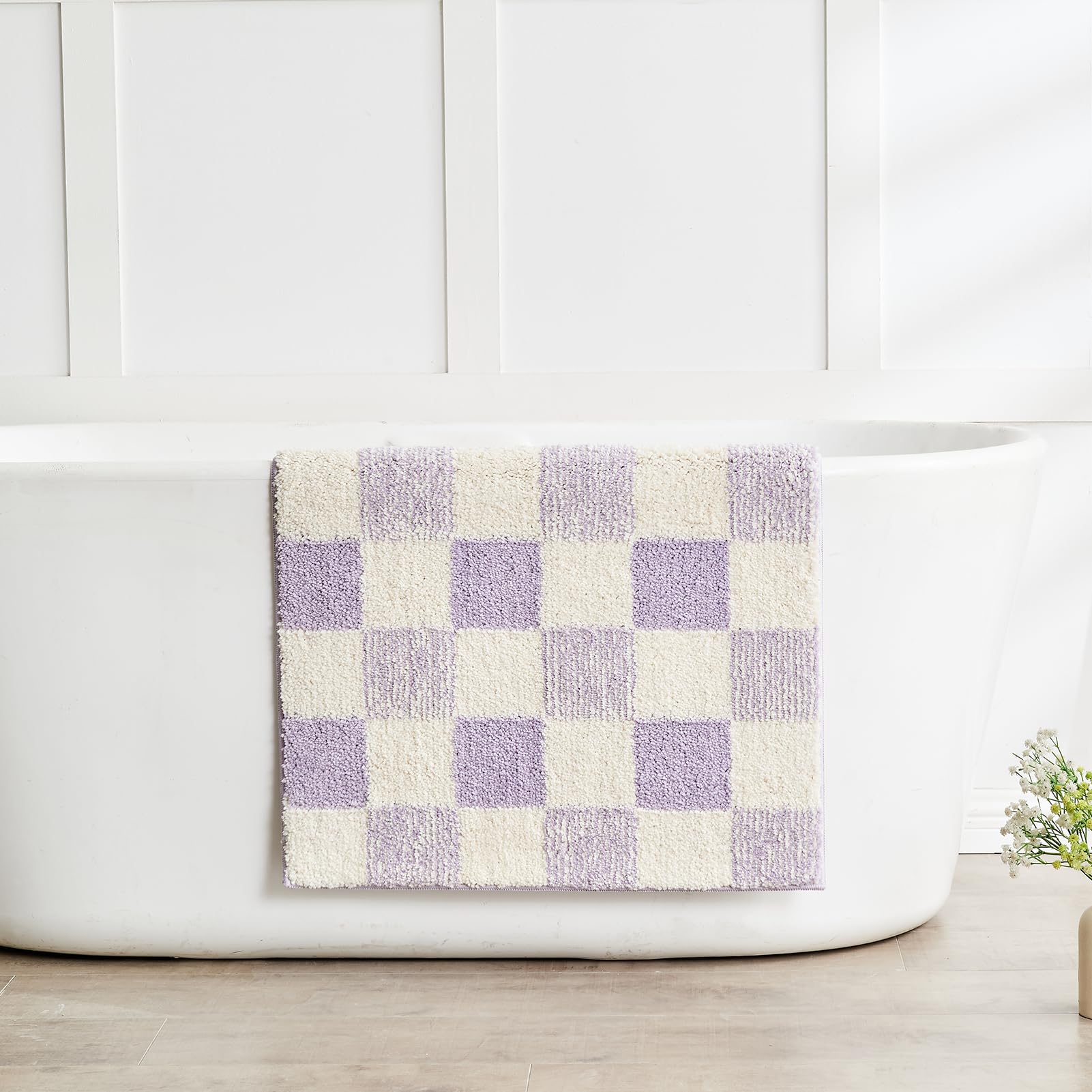 Amazon.com: CozeCube Checkered Bath mats for Bathroom Non Slip, Fluffy ...