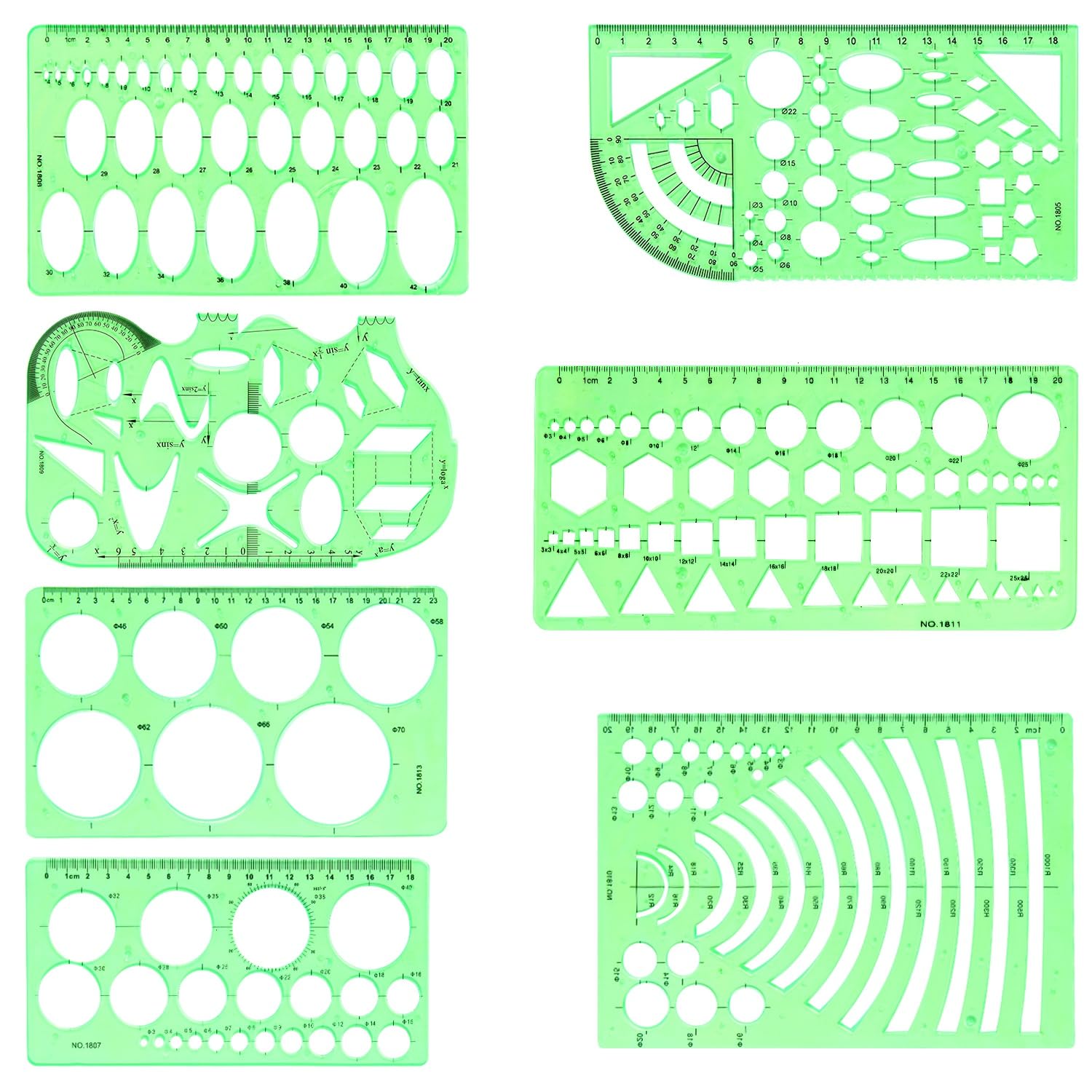 Amazon.com : SenseYo 7 Pack Drawings Templates Stencil, Circle Template ...